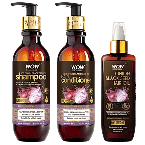 Buy Wow Skin Science Onion Oil Restore & Rejuvenate Hair Care Kit ...