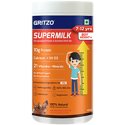 Buy Gritzo SuperMilk Height+ For 7-12 Yrs Boys - Personalized Protein ...