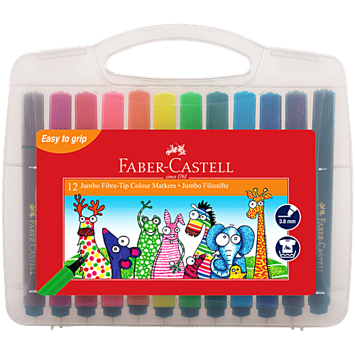 Buy Faber castell Jumbo Fibre-Tip Colour Markers 559412 - Triangular ...