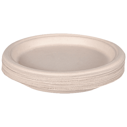 Buy Nabhas 6" Bagasse Disposable Paper Plate - Eco-Friendly, Round, White Online at Best Price ...