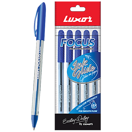 Buy Luxor Focus Fine Ball Point Pen - Blue, 0.7 mm, Ink Glide, For ...