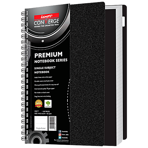 Buy Luxor Premium Notebook - Ruled, Single Line, Spiral Binding, A5 ...