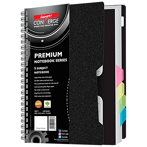 Buy Luxor Premium Notebook - Ruled, Single Line, Spiral Binding, A5 ...