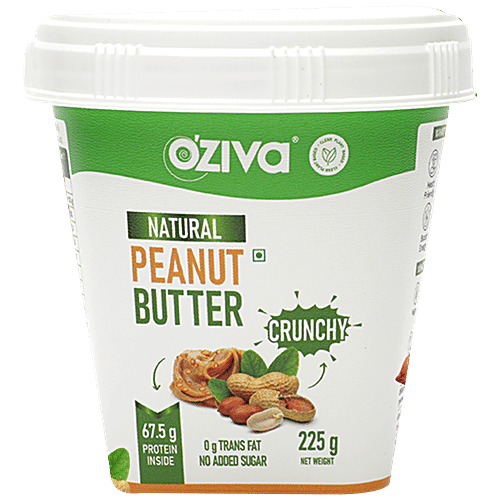 Buy O'ZIVA Natural Peanut Butter - Crunchy, Rich In Protein, Zero Trans ...