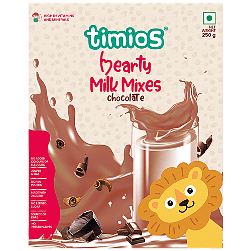 Buy Timios High Protein Chocolate Hearty Milk Mix - No Sugar, With Oats, Organic Jowar, Cocoa ...