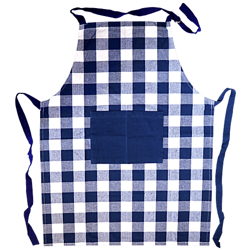 Buy Brodees Cotton Kitchen Apron - With Front Center Pocket, Blue ...