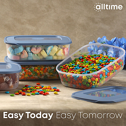 Buy All Time Plastic Food Saver Containers With Lid - Blue, Food Grade ...