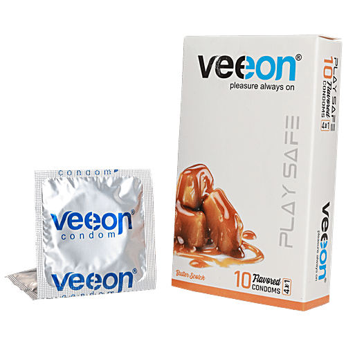 Buy VEEON Play Safe Flavored Condoms - Butter Scotch Online at Best ...