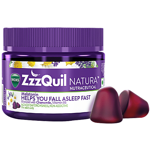 Buy Vicks ZzzQuil Natura Non Addictive Sleep Aid Gummy - Melatonin ...