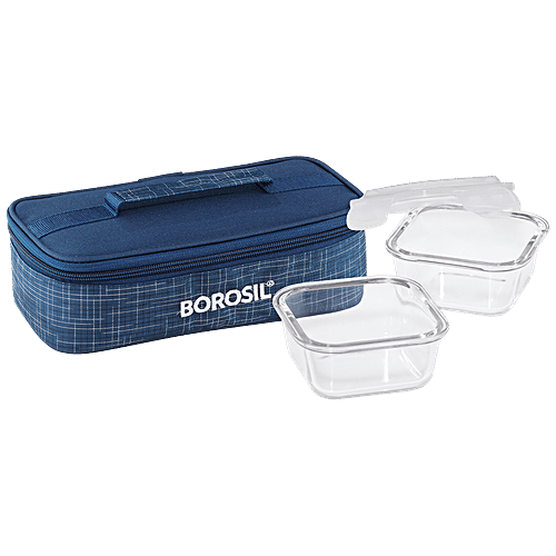 Buy Borosil Indigo Horizontal Glass Lunch/Tiffin Box - Microwave Safe ...