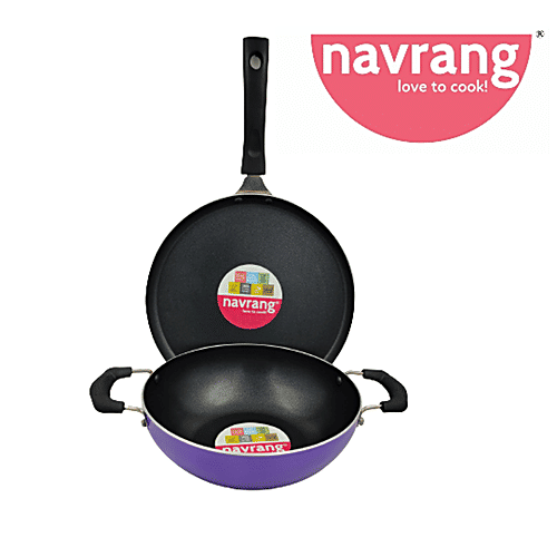 Buy Navrang Nonstick Gift Set - Tawa + Kadai, Purple, Non-induction ...