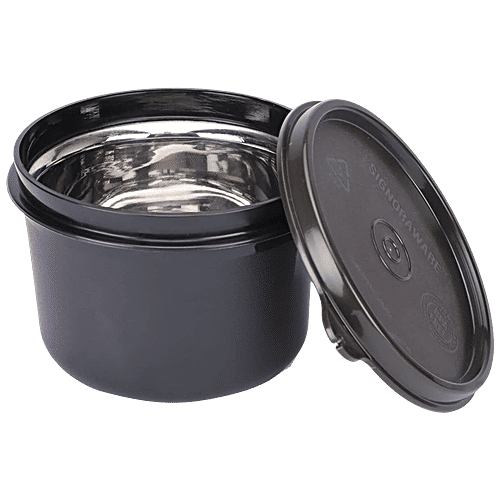 Buy Signoraware Monarch Premium Steel Big Container - Leak Proof, Black ...