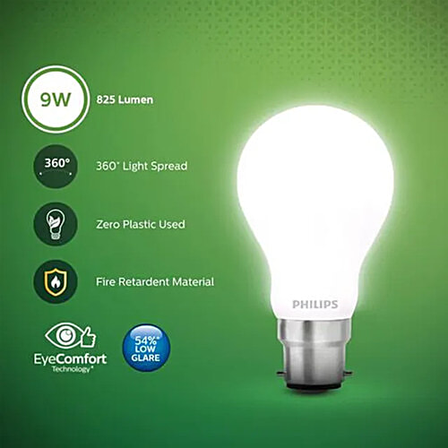 Buy Philips Full Glow 9W LED Bulb - Crystal White, 825 Lumen, 6500K B22 ...