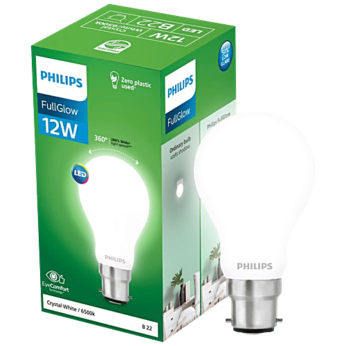 Buy Philips Full Glow 12W LED Bulb - Crystal White, 1200Lm, 6500K, B22 ...