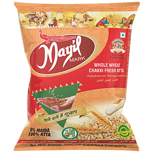 Buy Mayil Mark Whole Wheat Chakki Fresh Atta - No Maida, 100% Pure ...