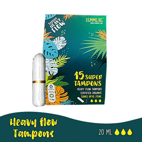 Buy Lemme Be Heavy Flow Tampons - 100% Cotton Certified, Biodegradable ...