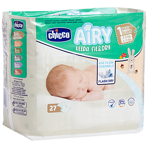 Buy Chicco Airy Newborn Diapers - Newborn, Ultra Fit & Dry, Air Flow ...