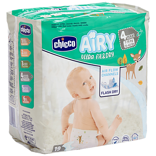 Buy Chicco Airy 4 Maxi Diapers - Ultra Fit & Dry, Air Flow Channels ...