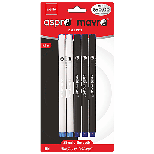 Buy BIC Cello Aspro Mavro Ball Pen - For Smooth Writing, 0.7 mm, Blue ...