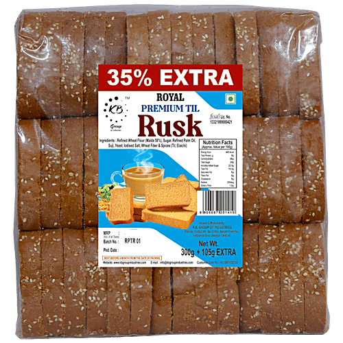 Buy Royal Premium Til Rusk - Crispy & Crunchy, Tea Time Snack Online at ...
