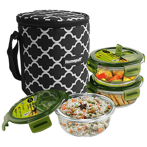 Buy Home Puff Borosilicate Glass Lunch Box For Office - Airtight Leak ...