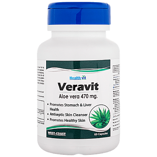 Buy Healthvit Veravit Aloe Vera 470 Mg Capsules - Promotes Stomach ...