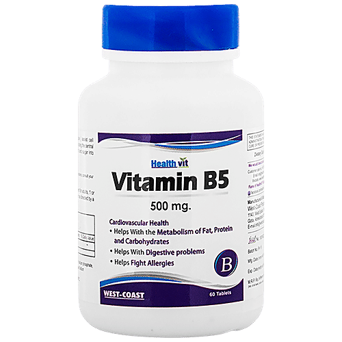 Buy Healthvit Vitamin B5 Calcium Pantothenate 500 Mg Tablets - Promotes ...