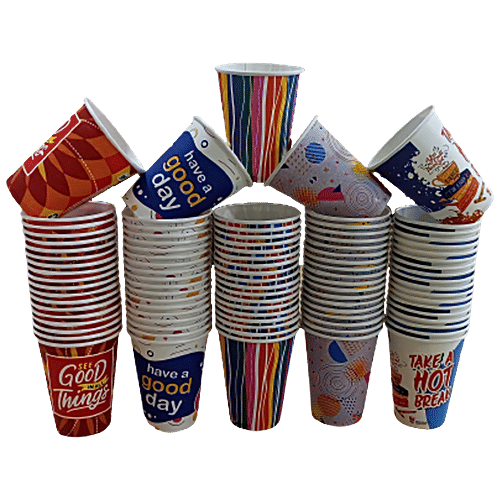 Buy Paricott Paper Cup - Mix Design, Assorted Colour, Eco-friendly ...