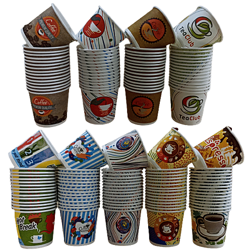 Buy Paricott Paper Cup - Mix Design, Assorted Colour, Eco-friendly ...