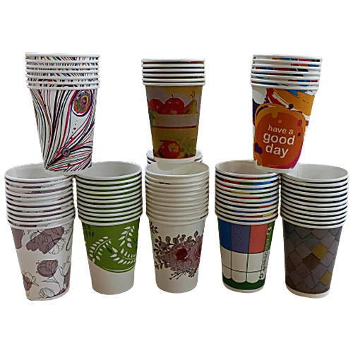 Buy Paricott Paper Cup - Mix Design, Assorted Colour, Eco-friendly ...