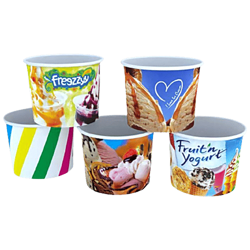 Buy Paricott Paper Cup - For Ice Cream, Mix Design, Eco-friendly ...