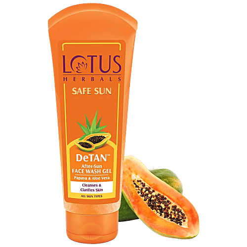 Buy Lotus Herbals Safe Sun Detan After-Sun Face Wash Gel - Papaya ...