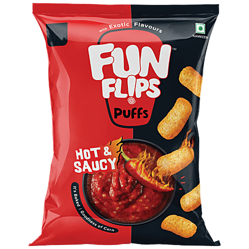 Buy Fun Flips Hot & Saucy Puffs - Baked Online at Best Price of Rs 27 ...