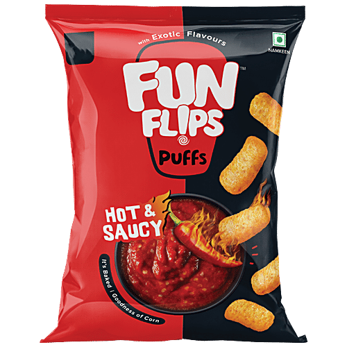 Buy Fun Flips Hot & Saucy Puffs - Baked Online at Best Price of Rs 45 ...