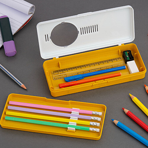 Buy Hazel Creative Plastic Pencil Box - Durable, Lightweight, Yellow ...