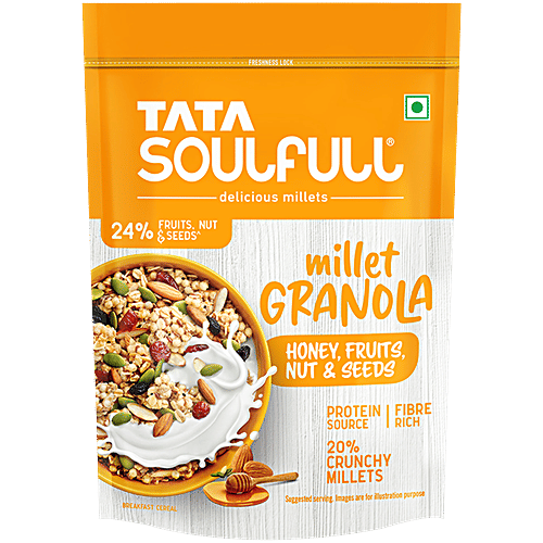 Buy Tata Soulfull Millet Granola Breakfast Cereal - Honey, Fruits, Nuts ...