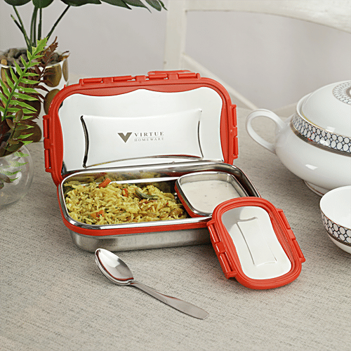 Buy Virtue Signature Stainless Steel Lunch Box Big With Spoon - Red ...