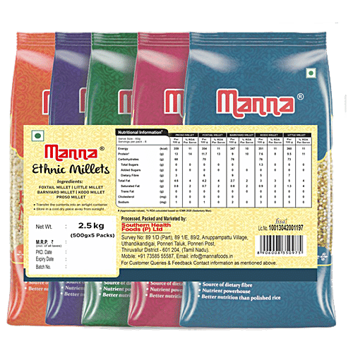 Buy Manna Manna Millets - Foxtail, Kodo, Little, Barnyard & Proso ...