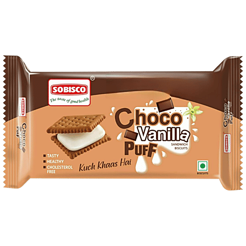 Buy Sobisco Choco Vanilla Puff Sandwich Cream Biscuits Online at Best ...