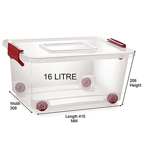 Buy Nakoda Storage Container With Wheel & Lock Handle - Transparent ...