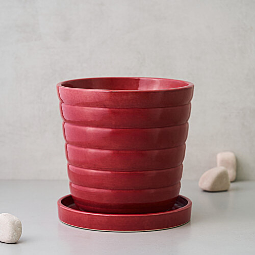Buy bb home Earth Planter/ Pot With Tray, Hand Crafted Ceramic - Cosmic ...