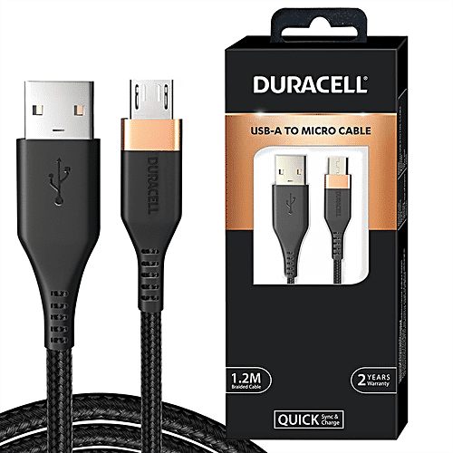 Buy Duracell Type A to Micro USB Braided Fast Charging Cable & Data ...
