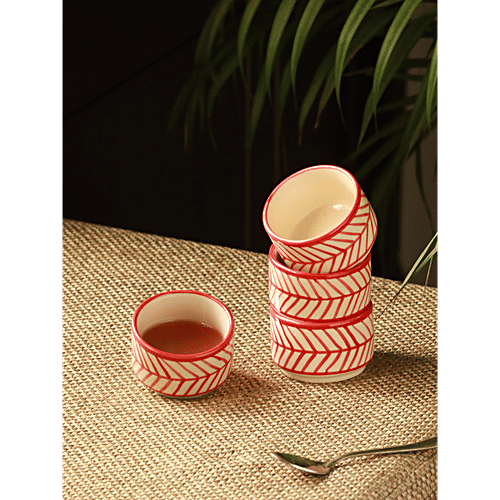 Buy ExclusiveLane Red Chevrons Ceramic Chutney Bowls Online at Best Price of Rs 569 - bigbasket