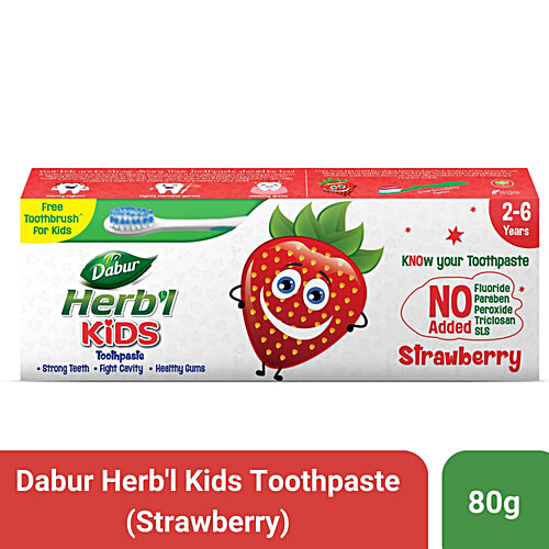 Buy Dabur Herb'l Kids Toothpaste - Strawberry Flavour Online at Best ...