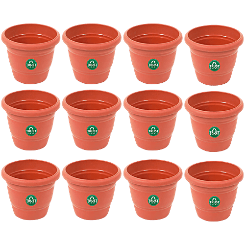 Buy TrustBasket UV Treated Plastic Round Pot - 25.4 cm, Terracotta ...