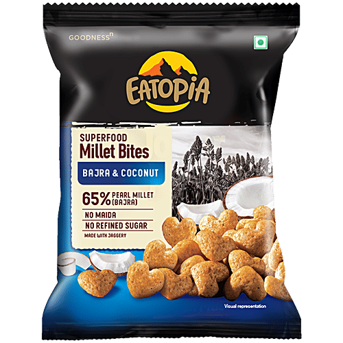 Buy Eatopia Superfood Millet Bites - Bajra & Coconut, Made With Jaggery ...