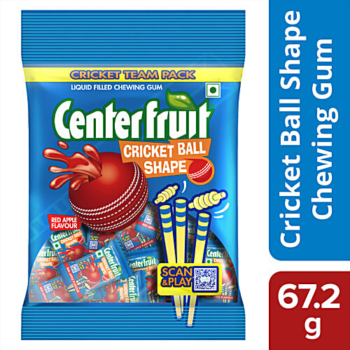 Buy Center Fruit Liquid Filled Cricket Ball Shape Chewing Gum - Red ...