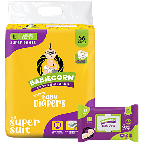 Buy Babiecorn Diaper Wiper Combo (Size L) – Premium Baby Diaper Pants ...