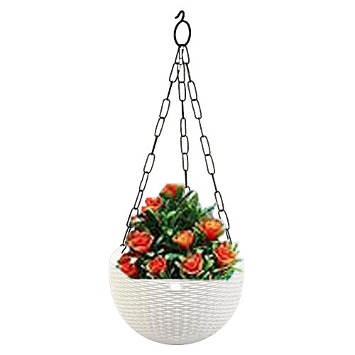 Buy Go Green Hanging Chain Round Pot No 70 - Small, White, 17.14 x 46. ...