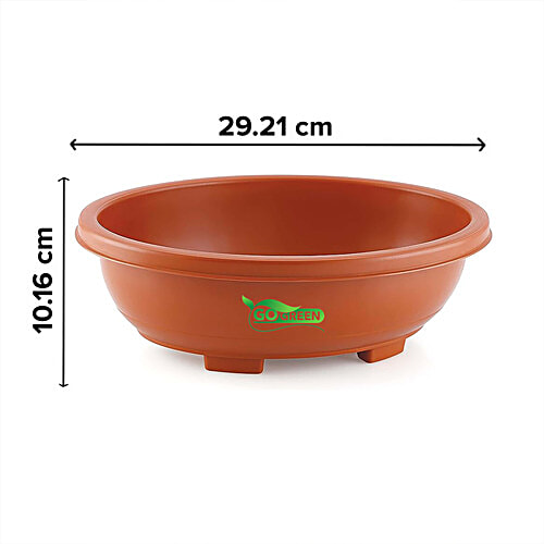 Buy Go Green Bowl Plastic Pot - Brown, 29.21 x 10.16 cm Online at Best ...